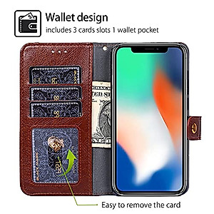 Fansipro Zipper Wallet Folio Case for Oppo Reno 2, Premium PU Leather Slim Fit Cover for Reno 2, 3 Card Slots, 1 Transparent Photo Frame Slot, Well Design, Brown