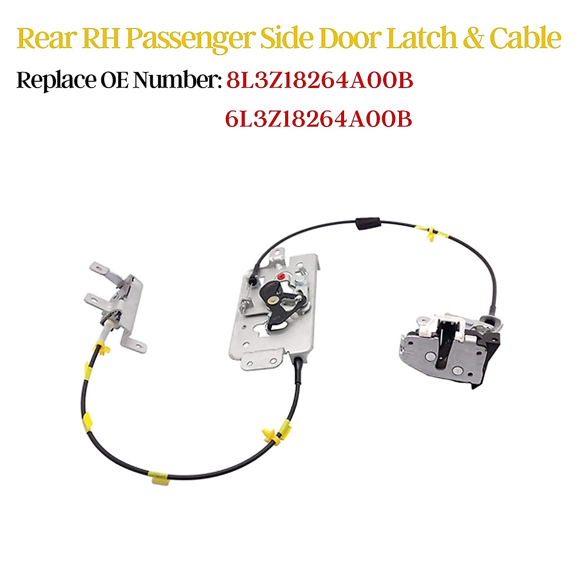 Rear Door Lock Latch with Cable Assembly Left Driver Side for 2004-2008 Ford F-150 Extended Cab Pickup Upper and Lower Locking Latches Assembly 6l3Z18264A01B 8L3Z18264A01B