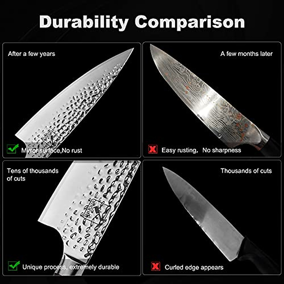 imarku Damascus Chef Knife, 8 inch Kitchen Knife Premium Sharp Cooking Knife HC German Stainless Steel Japanese Knife for Home Kitchen and Restaurant, Hand-Hammered, Ergonomic Handle, Gift Box
