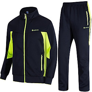 Gopune Men's Casual Tracksuits Jogging Suits Sweatsuit Sets Track Jackets and Pants 2 Piece Outfit (Blue fluorescent,S)