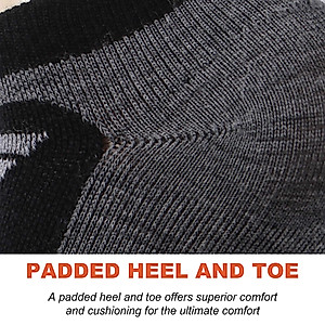 RTZAT 90% Merino Wool Athletic Running Tennis Ultra-Light Ankle Low Cut No Show Cushioned Socks for Men & Women, Large, Black&Dark Gray, 3 Pairs