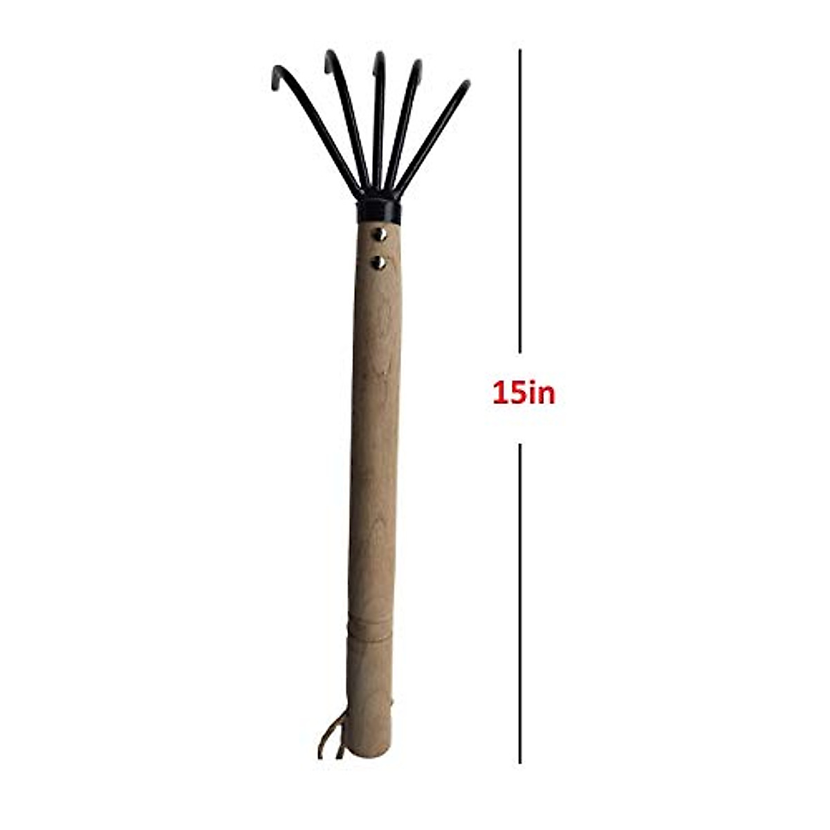 Garden Guru Hand Rake Cultivator Claw Soil Tiller - Military Grade Steel - Rust Resistant - 5 Tine Japanese Ninja Claw - Comfortable Wood Handle - Perfect Pulverized and Aerated Soil