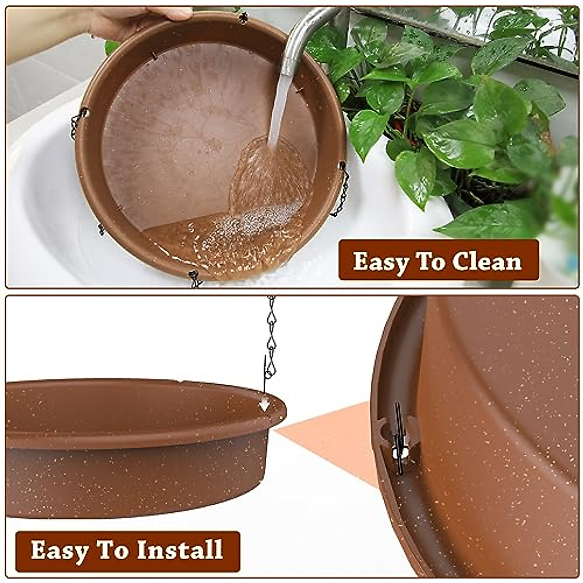 AISITIN Hanging Bird Bath with Solar Fountain Pump, 12" Multi-Functional Basin for Bird Bath, Feeder and Drinking, Solar Powered Water Fountain Pump for Bird Bath