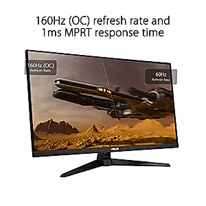 ASUS TUF Gaming 32” (31.5” viewable) 4K HDR DSC Gaming Monitor (VG32UQA1A) - UHD (3840 x 2160), 160Hz, 1ms, Extreme Low Motion Blur Sync, Freesync Premium, HDMI2.1, Speakers, 120% sRGB, DisplayHDR 400