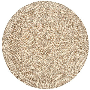 SAFAVIEH Natural Fiber Round Collection 4' Round Ivory NF804B Handmade Boho Charm Braided Jute Area Rug