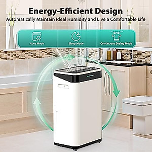 FREE VILLAGE Dehumidifier, 45 Pint (50 Pint Under 90°F/90% RH) Dehumidifiers for Home Up to 3500 Sq. Ft, Digital Control Panel, Auto Drainage, 24 Hr Timer, Dehumidifier for Basement, Bathroom, Bedroom