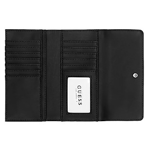 GUESS Women Logo Print Faux Leather Slim Wallet Clutch Bag - Black Multi