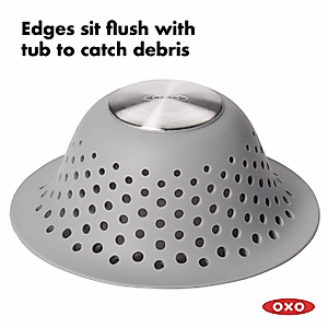 OXO Good Grips Silicone Shower & Tub Drain Protector, Gray