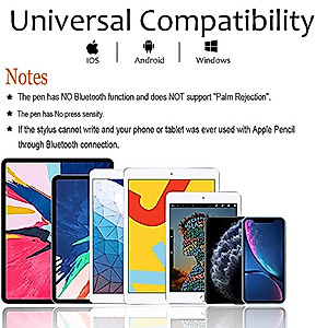 Active Stylus Pens for Touch Screens, DOGAIN Stylist Digital Pen, 1.5mm Fine Point Rechargeable iPad Pencil for Drawing/Writing/Playing, Compatible with iOS/Android and Other Tablets(Black)