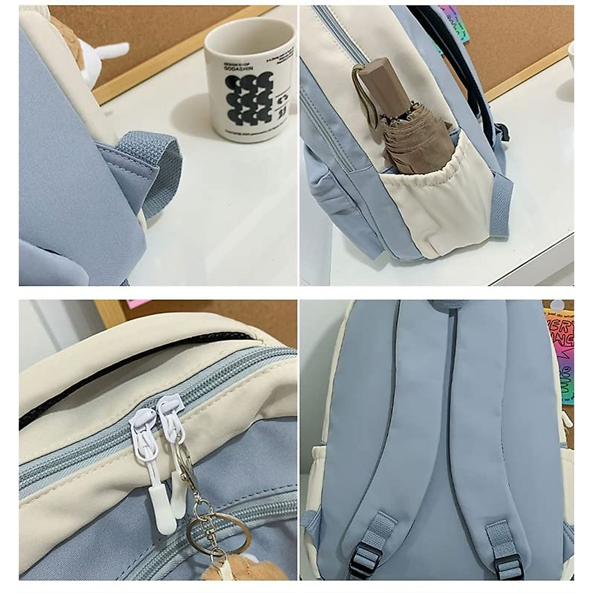 KOWVOWZ Backpack kawaii aesthetic cute back to school bag girls boys middle school student large capacity junior high schoolbag (Blue)