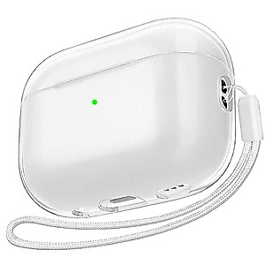 AIRSPO Airpods Pro 2nd Generation Case Cover, Clear Soft TPU Protective Cover Compatible with Apple AirPods Pro 2 Wireless Charging Case with Keychain and Lanyard (Clear)