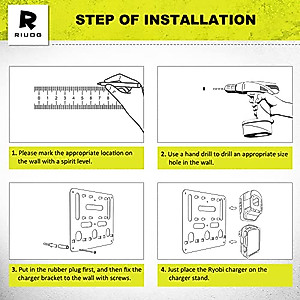 Riuog Battery Holder for Ryobi, Metal Wall Mount Bracket for Ryobi 18V Battery and Ryobi P118B Charger,3 Battery Holder and 2 Charger Holder for Tool Room and Garage
