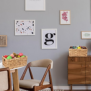 Layhit Set of 3 Wicker Storage Baskets, Water Hyacinth Wicker Storage Baskets Set, Wicker Storage Baskets for Storage, Water Hyacinth Storage Baskets for Shelves,3 Mixed Sizes