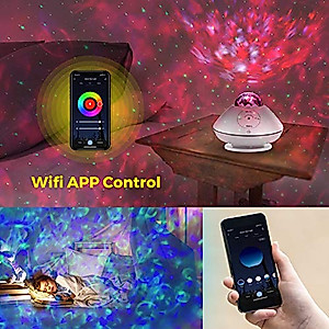 Star Projector Night Light Projector with Remote Control LED Galaxy Ocean Wave Projector Bluetooth Music Speaker for Bedroom, Game Rooms, Party, Home Theatre, Night Light Ambiance, EURPMASK