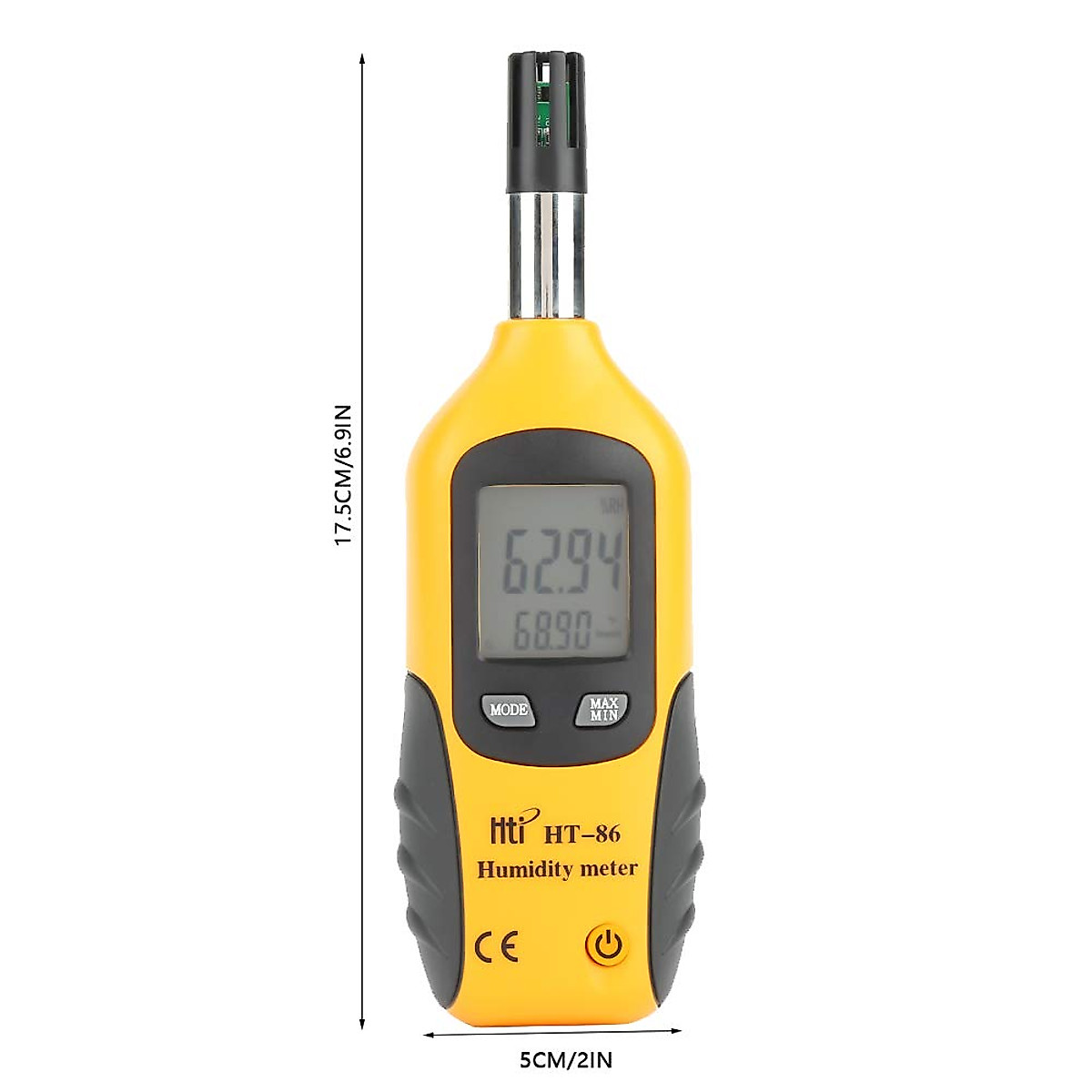 Digital Humidity Thermometer, HT-86 Handheld Bulb/Dew Point Temperature Meter LCD Display Humidity Monitor for Indoor & Outdoor Use
