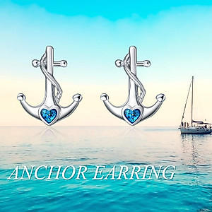 YFN Anchor Earrings Sterling Silver Anchor Stud Nautical Jewelry for Women