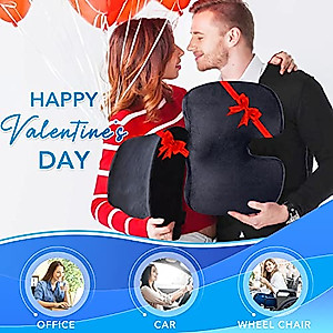 Qutool Orthopedic Seat Cushion and Lumbar Support Pillow for Office Chair Memory Foam Car Seat Cushion with Washable Cover Ergonomic Desk Chair Cushion for Tailbone, Lower Back Pain, Sciatica Relief