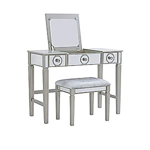 Linon Home Décor Vanity Set Silver