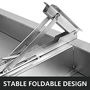 4FT Stainless Steel Shelf Folding Concession Shelf Frame Aluminum Alloy Surface Board for Food Serving Window Restaurants Commercial Home(44" L x 12" W)