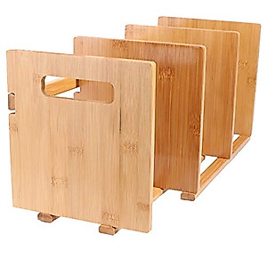 NUOBESTY Bamboo Extension Book Rack Bamboo Desktop Organizer Expandable Book Shelves Storage Rack Desk Book Shelf (Wood Color)