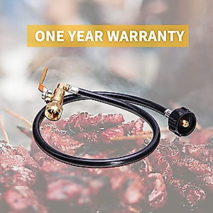 New Updated Propane Refill Adapter Hose 36’’ Propane Extension Hose Propane Refill Hose with ON-Off Control Valve for 1 LB Propane Gas Tank 350PSI High Pressure Camping Grill (QCC Type1 Inlet)
