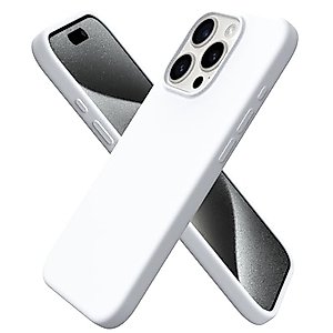 ORNARTO Compatible with iPhone 15 Pro Case 6.1", Liquid Silicone 3 Layers Full Covered Soft Gel Rubber Cover, Shockproof Protective Slim Phone Case with Anti-Scratch Microfiber Lining-White