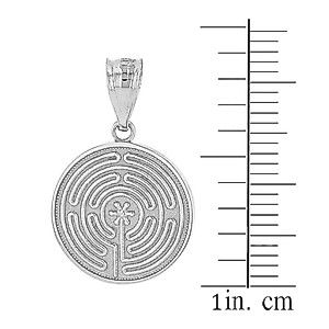 Claddagh Gold Dainty 925 Sterling Silver Chartres Meditation Labyrinth Disc Charm Pendant