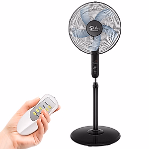 Simple Deluxe Oscillating 16″ Adjustable 3 Speed Pedestal Stand Fan with Remote Control for Indoor, Bedroom, Living Room, Home Office & College Dorm Use