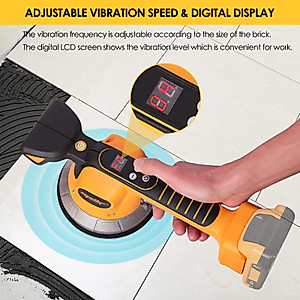 Tile Vibration Leveling Machine, Mellif Tiler Vibrator Tool for Dewalt 20V Max Battery (NOT Included) with Ten Adjustable Speed & Suction Cup & Digital Display & Lock Design for Floor | Tile | Wall