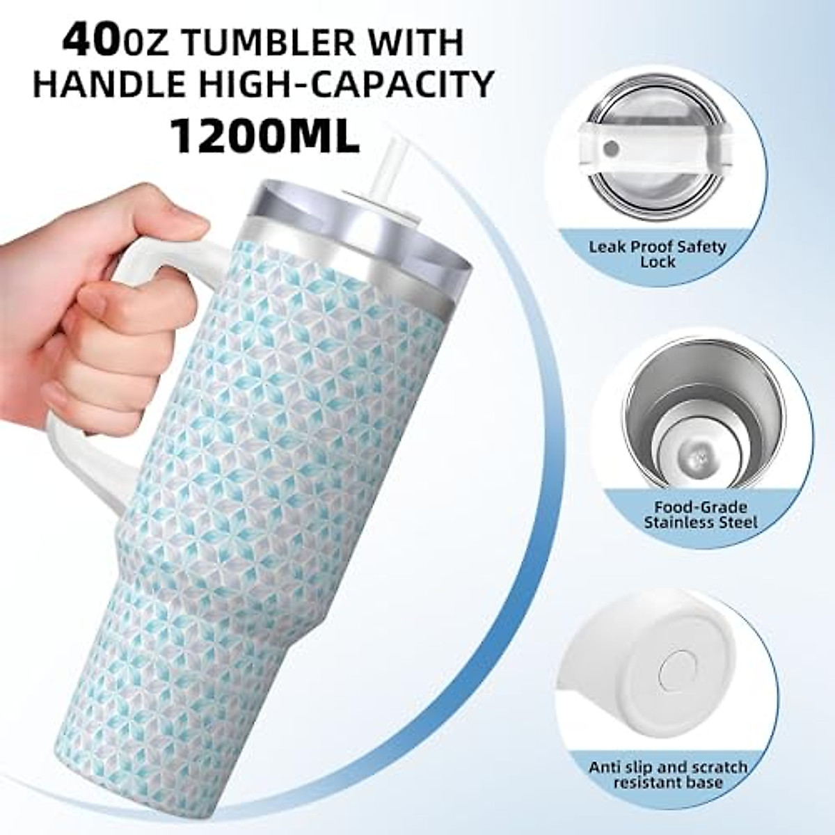 HULIBIN Tropical Hibiscus Flowers Print Double Deck Stainless Steel Travel Coffee Cup With Lid 40 Oz Ice Bully Cup