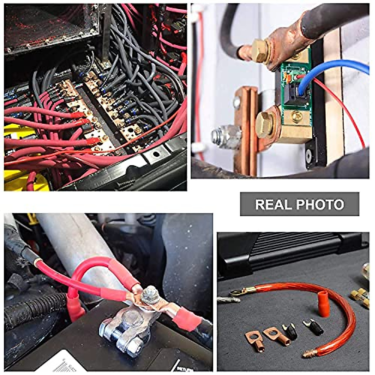 TKDMR 10pcs 1/0 AWG-3/8" Battery Lugs,Heavy Duty Wire Lugs,Ring Terminals,Battery Cable Ends,0 Guage terminals,Battery Terminal Connectors with 10pcs 3:1 Heat Shrink Tubing