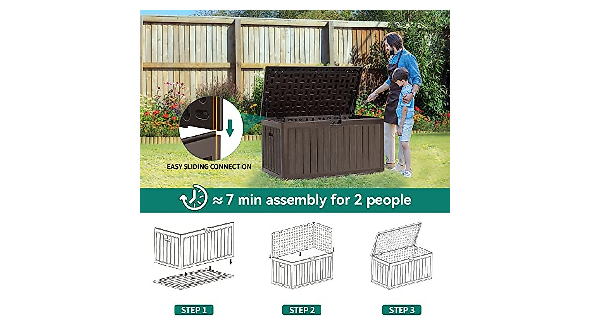 YITAHOME 86 Gallon Deck Storage Box | Waterproof & Durable Outdoor Storage