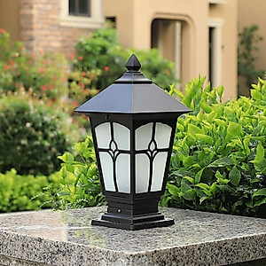 SANBDDLYY Outdoor Waterproof Post Lanterns Cast Aluminum PC Pillar Light Villa Lighting E27 European Traditional Vintage Pillar Lamp Home Door Street Lamps Landscape Courtyard Lights