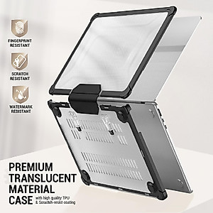 SEYMAC stock Case for MacBook Pro 16 inch 2024-2021 A3403 A3186 A2991 A2780 A2485, Shock-Absorbing Protection with Folding Stand &Mouse Pad/Bag Case for MacBook Pro 16'' M4/M3/M2/M1 (HardBlack)