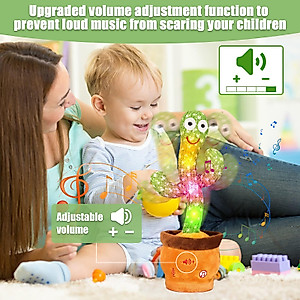 Dancing Cactus, Talking Cactus Toy, Dancing Cactus Mimicking Toy, Repeating and Recording What You Say, Cactus Baby Toy with LED, Repeat, Dance, Record (Dancing Cactus Recording + Song + Volume)