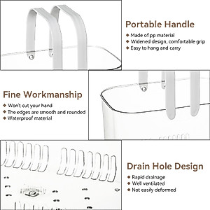 Portable Shower Caddy Basket, Plastic Storage Baskets with Handles Plastic Organizer Storage Tote Shower Caddy Bins Organizer Toiletry Bag Hollow Design Bin Box for Bathroom, College Dorm