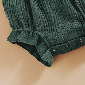 Renotemy Infant Romper Baby Girl Cotton Linen Outfits Short Sleeve Jumpsuits One-Piece Bodysuit Baby Girl Clothes 3-6 Months