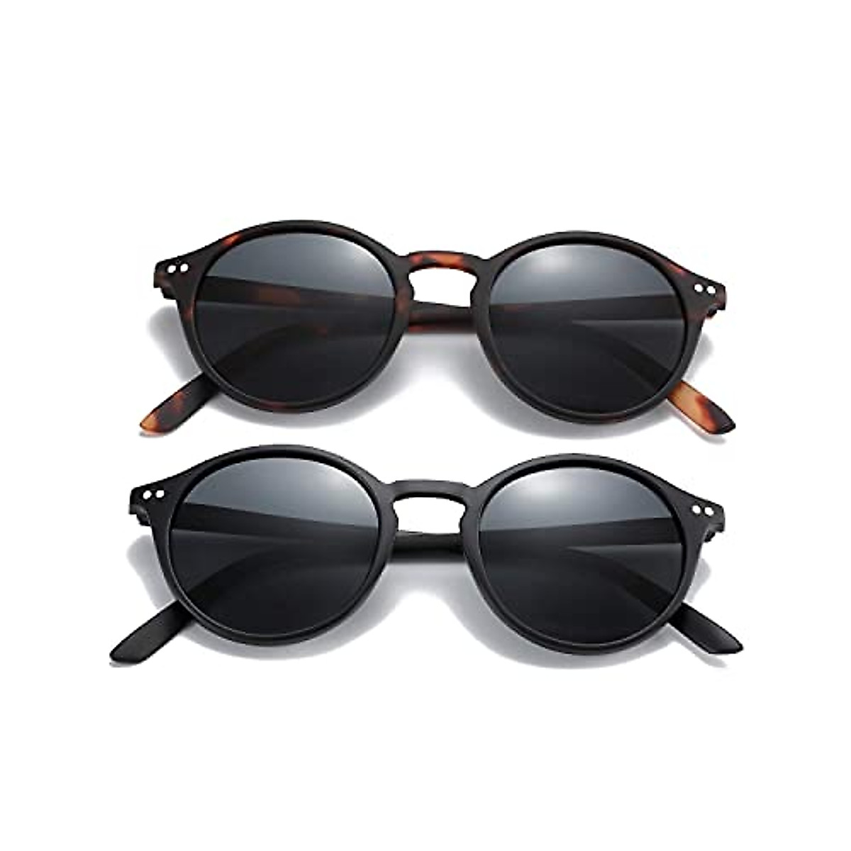 ZENOTTIC Polarized Sunglasses for Women Men: Retro Shades Round | Square Frame UV Protection 2 Pack