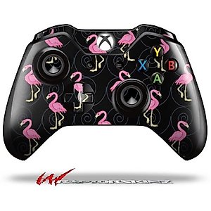 WraptorSkinz Decal Style Vinyl Skin Wrap compatible with XBOX One Original Wireless Controller Flamingos on Black - (CONTROLLER NOT INCLUDED)