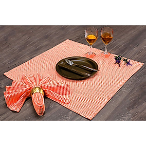 Native Fab Houndstooth Vintage Cloth Dinner Napkins Set of 12 Cotton 18x18 Soft Absorbent Restaurant Hotel Quality - Everyday Easy Care Washable Wedding Dinner Napkins Bulk - Orange