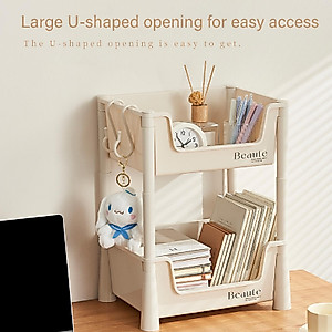 Rolling Cart, Multifunctional Laundry Cart with 2 3 4 Tiers, Snack Cart Organizer with Drawers, Wheeled Utility Rack, Movable Storage Organizer, Bathroom Countertop Trolley for Home Office Libraries