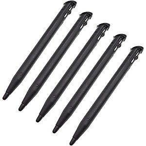 5 x Plastic Stylus Touch Screen Pen Replacement for Nintendo New 2DS LL XL (Black)