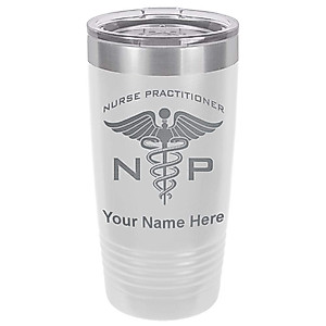 LaserGram 20oz Vacuum Insulated Tumbler Mug, NP Nurse Practitioner, Personalized Engraving Included (White)