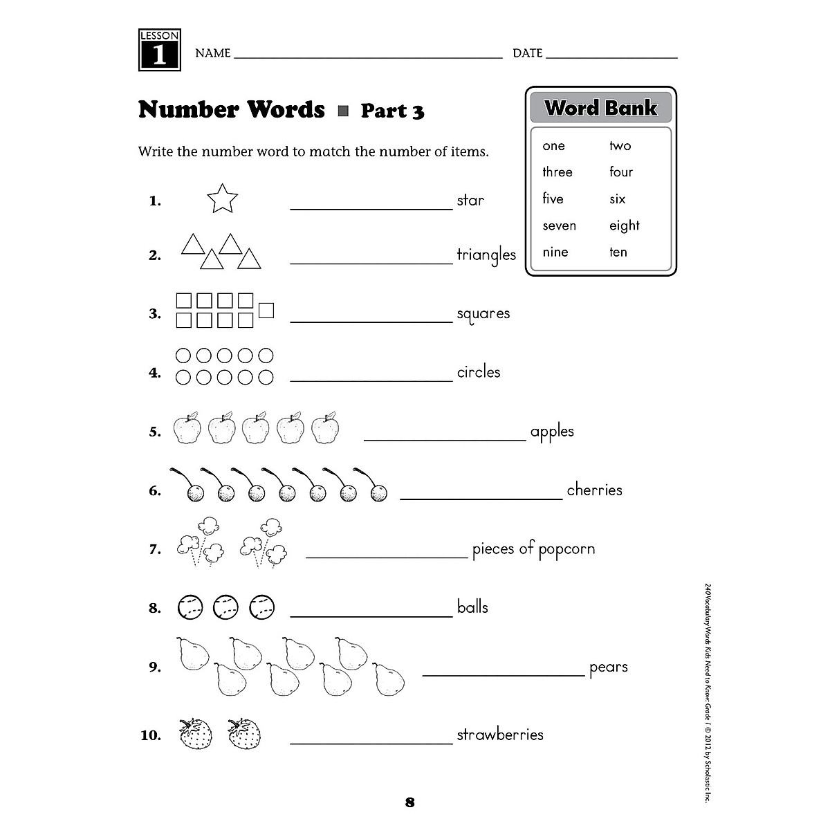 240 Vocabulary Words Kids Need to Know, Grade 1: 24 Ready-to-reproduce Packets That Make Vocabulary Building Fun & Effective