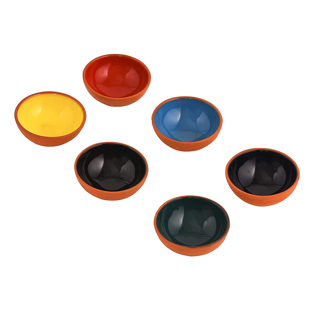 Onquma Ceramic Pinch Bowls - Natural Line and Handcrafted Ceramic Prep Small Sauce Dipping Serving Pinch Bowls - Multicolor Home, Kitchen, Coffee Table Decor| Set of 6, 3.34 x 1.57 x 3.34 inches