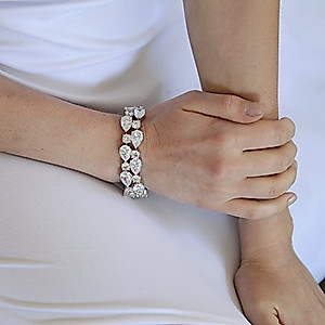 Mariell Silver Petite Length 6 1/2" Wedding Bracelet with Bold CZ Mosaic for Brides and Bridesmaids