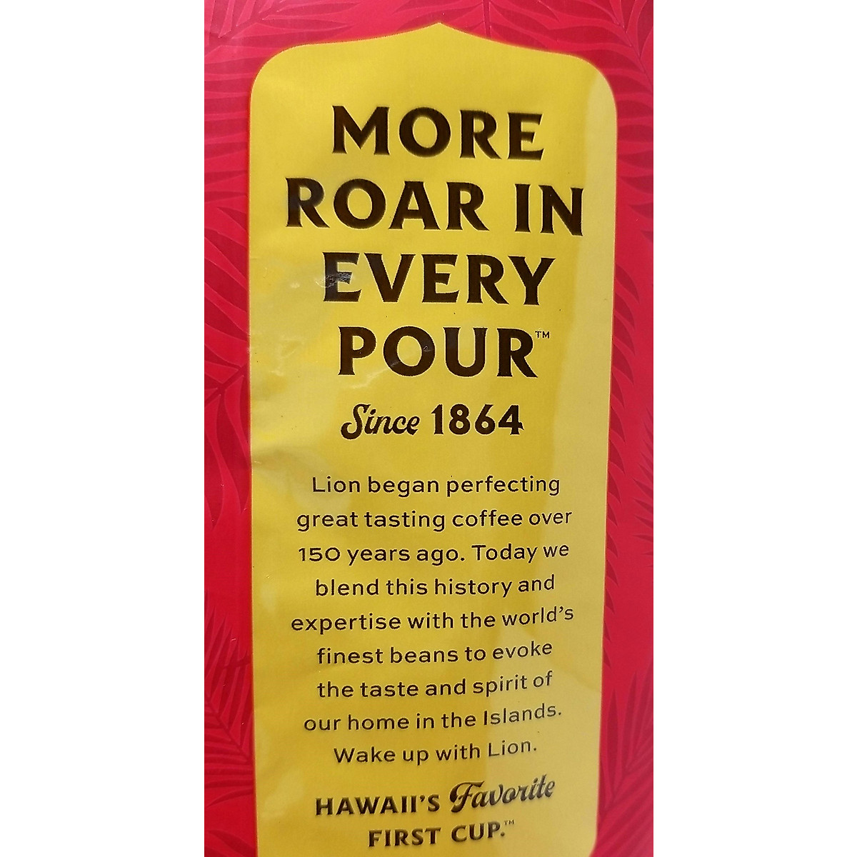 Lion Coffee Premium Gold Roast Whole Bean Coffee, 10% Kona Blend, Medium-Light Roast, A Taste of Aloha - 24 Ounce Bag