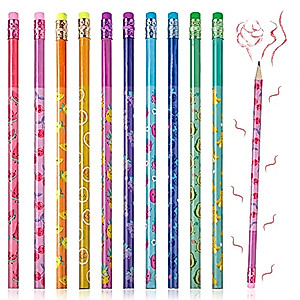 Outus 40 Pieces Scented Pencils with Eraser HB Pencils Graphite Pencil Cylinder Wood Pencils with Fruit Elements School Stationery Party Reward Supplies for Girls and Boys, 10 Styles (Fruit Style)