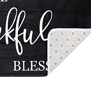 Thankful Grateful Blessed Kitchen Rug 40 x 20 Inch Non-Slip Cushioned Comfort Entryway Door Mats Perfect Carpet for Home Decor
