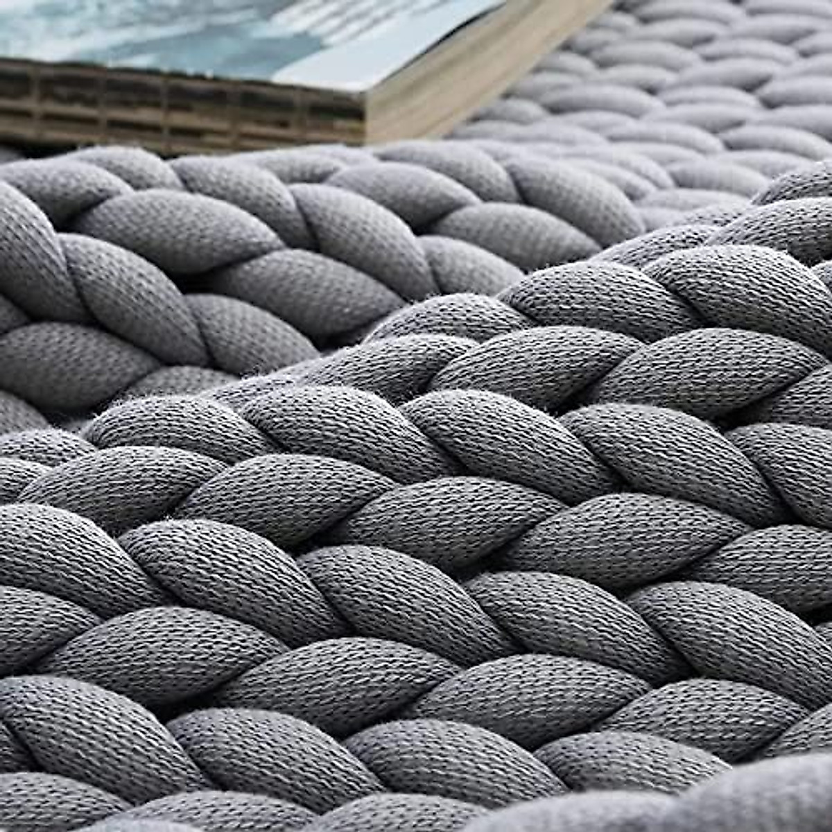 SILKOKOON Knitted Weighted Blanket, Cool Coarse Knitted Weighted Blanket, Handmade Even Weight Without Beads, Perfect Home Decor for Sofa Bedroom (48 * 72, 15lbs)